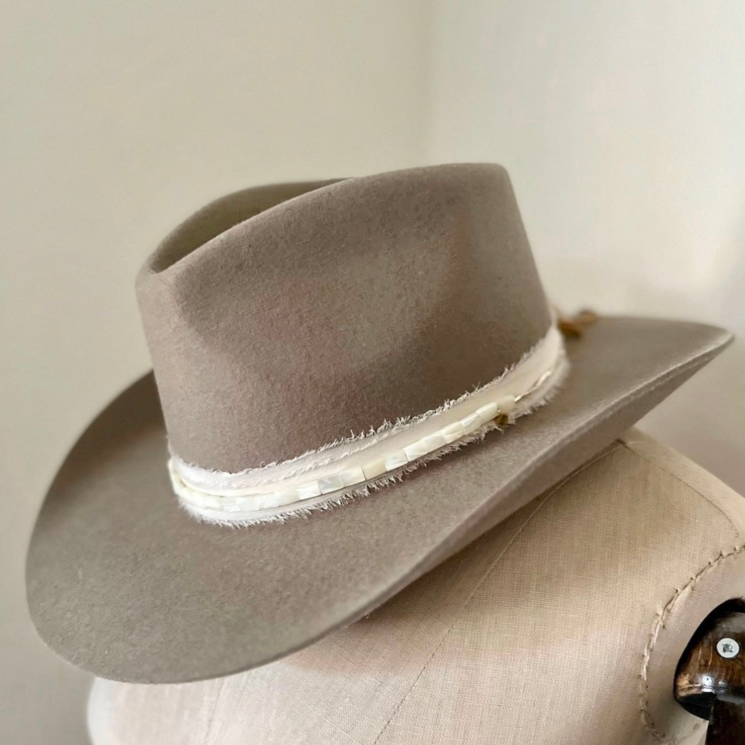 Rose Rust Mother of Pearl Beaded Hat Band